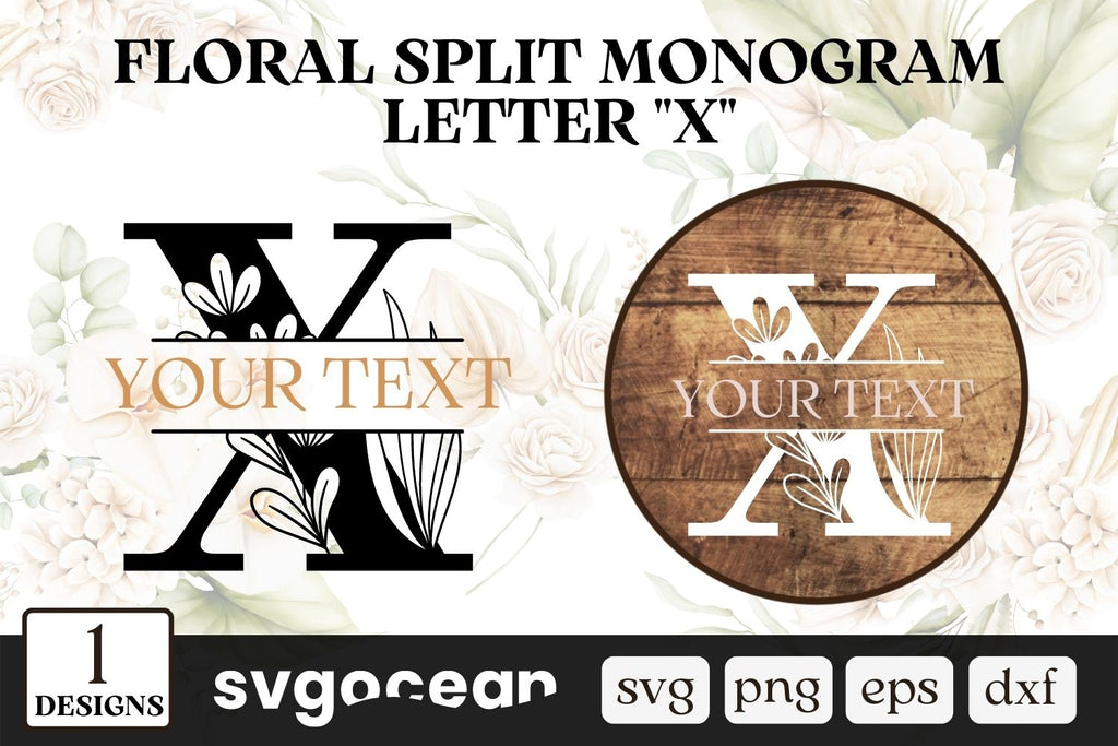 Botanical Split Monogram Letter X SVG - So Fontsy