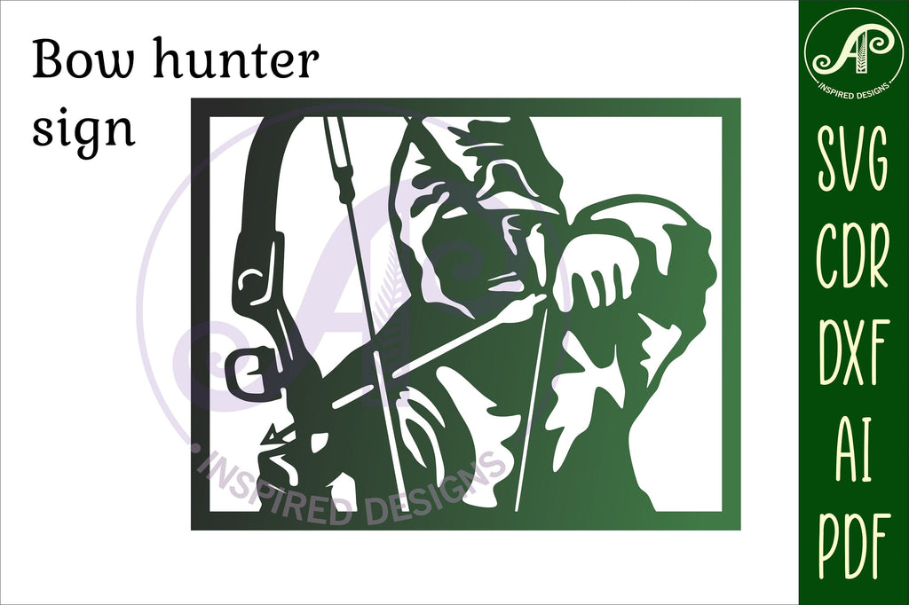 Bow hunting sign svg laser cut template - So Fontsy