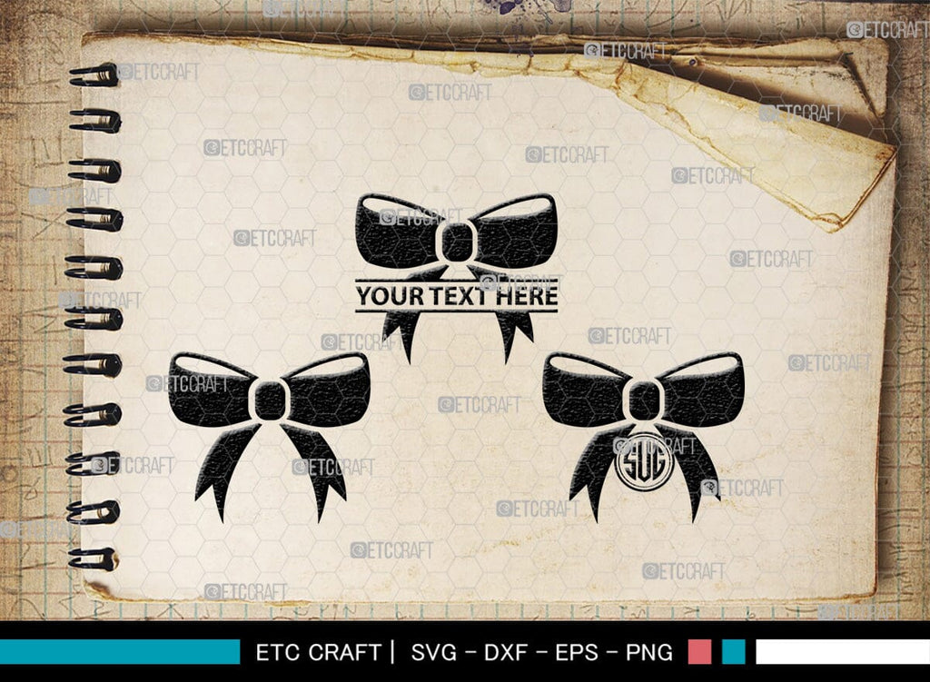 Bow Monogram, Bow Silhouette, Bow SVG Bundle, Bow Baby Svg, Bow Tie Svg ...