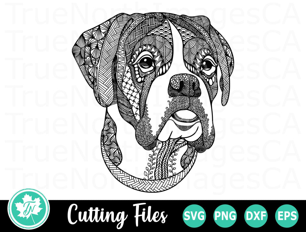 Boxer SVG | Zentangle SVG | Mandala SVG - So Fontsy