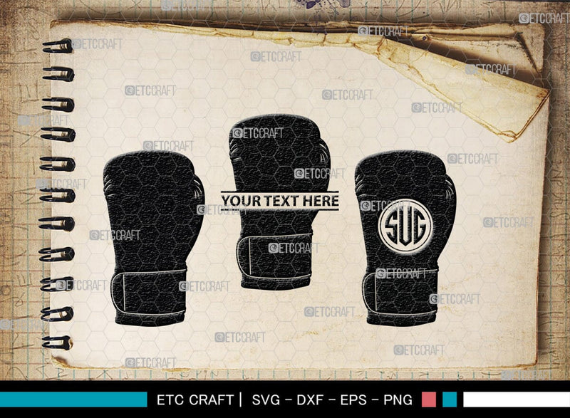 Boxing Gloves monogram, Boxing Gloves Silhouette, Sport Gloves Svg ...
