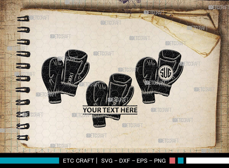 Boxing Gloves monogram, Boxing Gloves Silhouette, Sport Gloves Svg ...
