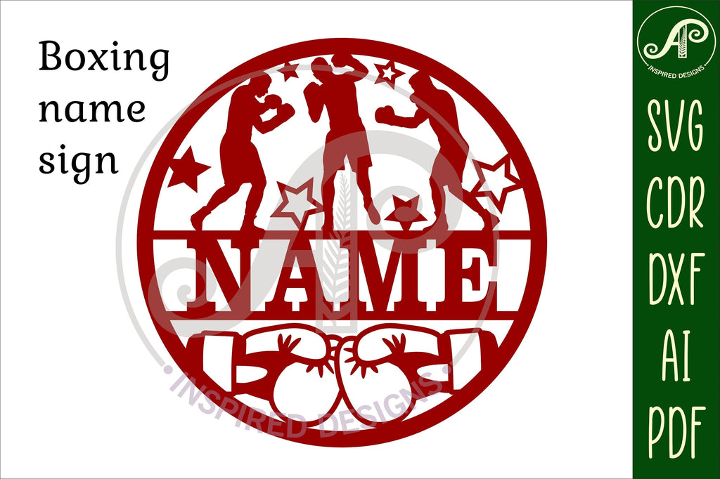 Boxing male name sign svg laser cut template - So Fontsy