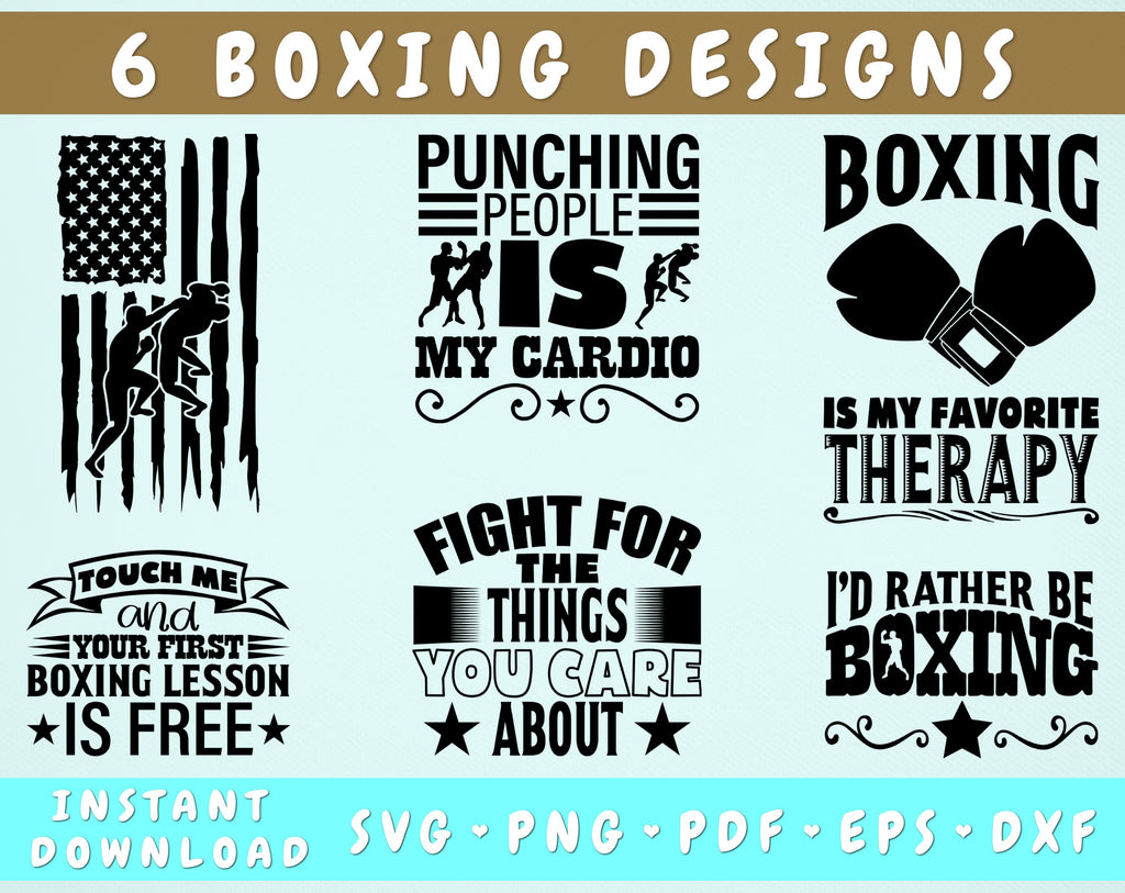 Boxing SVG Bundle, 6 Designs, Boxing Quotes SVG, Boxing Shirt SVG ...