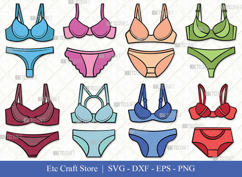 Bra & Panty Svg, Lingerie Clipart, Women Underwear Svg, Bikini Svg, Bra ...