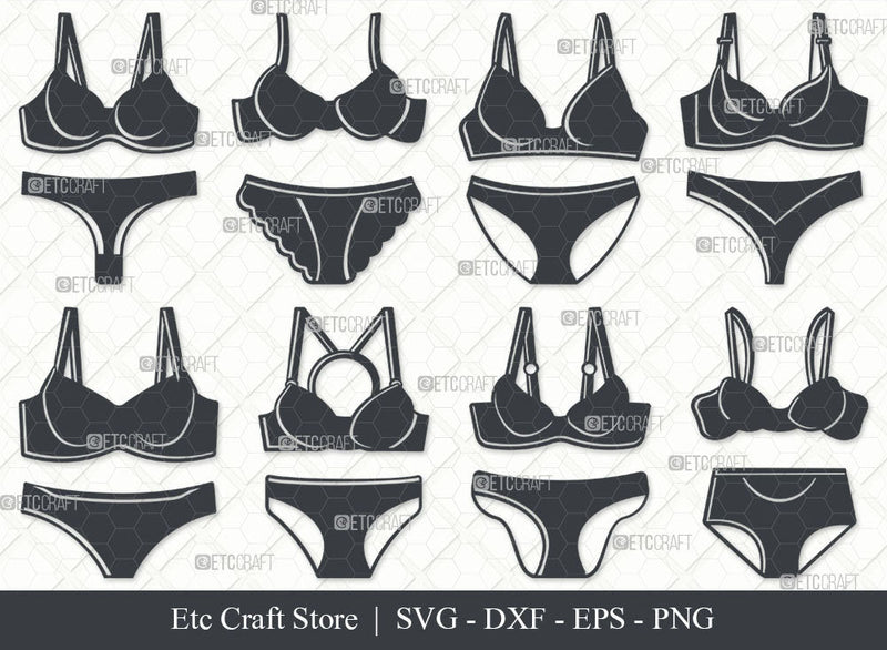 Bra & Panty Svg, Lingerie Silhouette, Women Underwear Svg, Bikini Svg ...