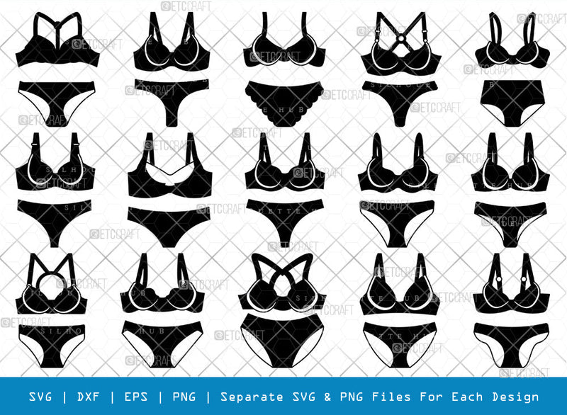Bra & Panty Svg, Lingerie Silhouette, Women Underwear Svg, Bikini Svg ...