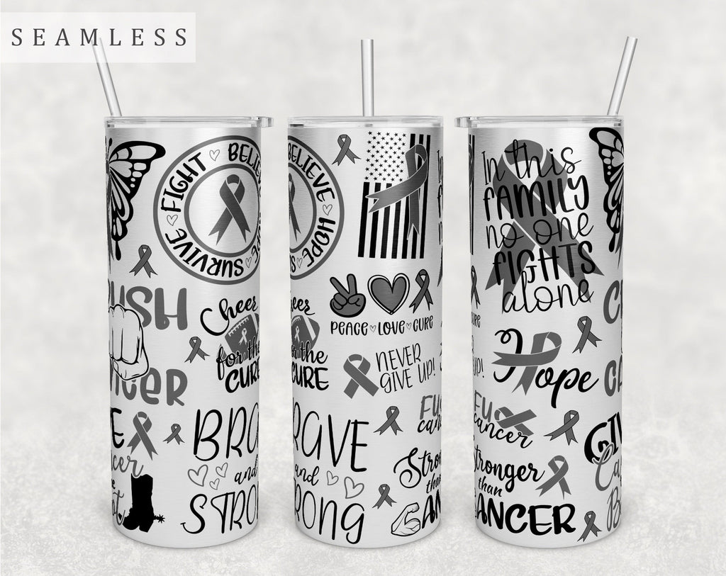 Brain Cancer Awareness Tumbler Wrap, 20 Oz Skinny Tumbler Brain Cancer ...