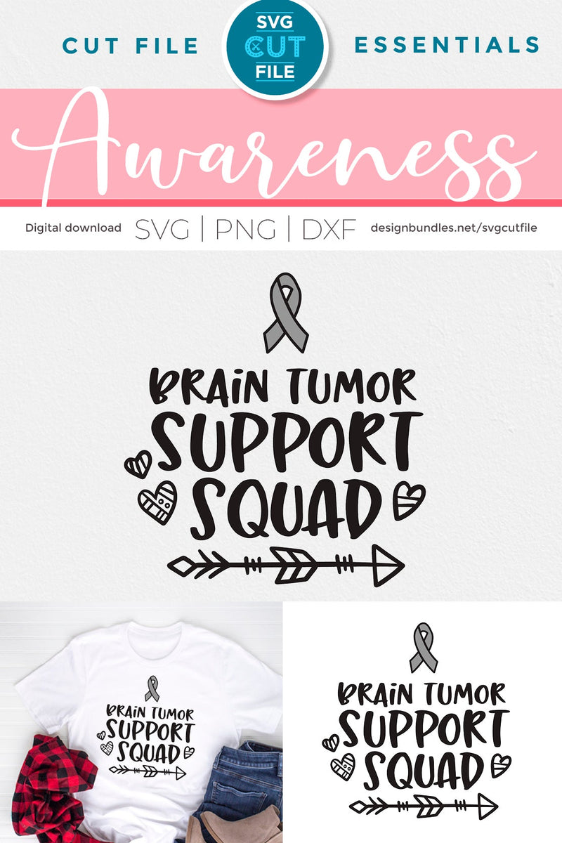 Brain Tumor svg, brain tumor awareness svg, support squad svg - So Fontsy