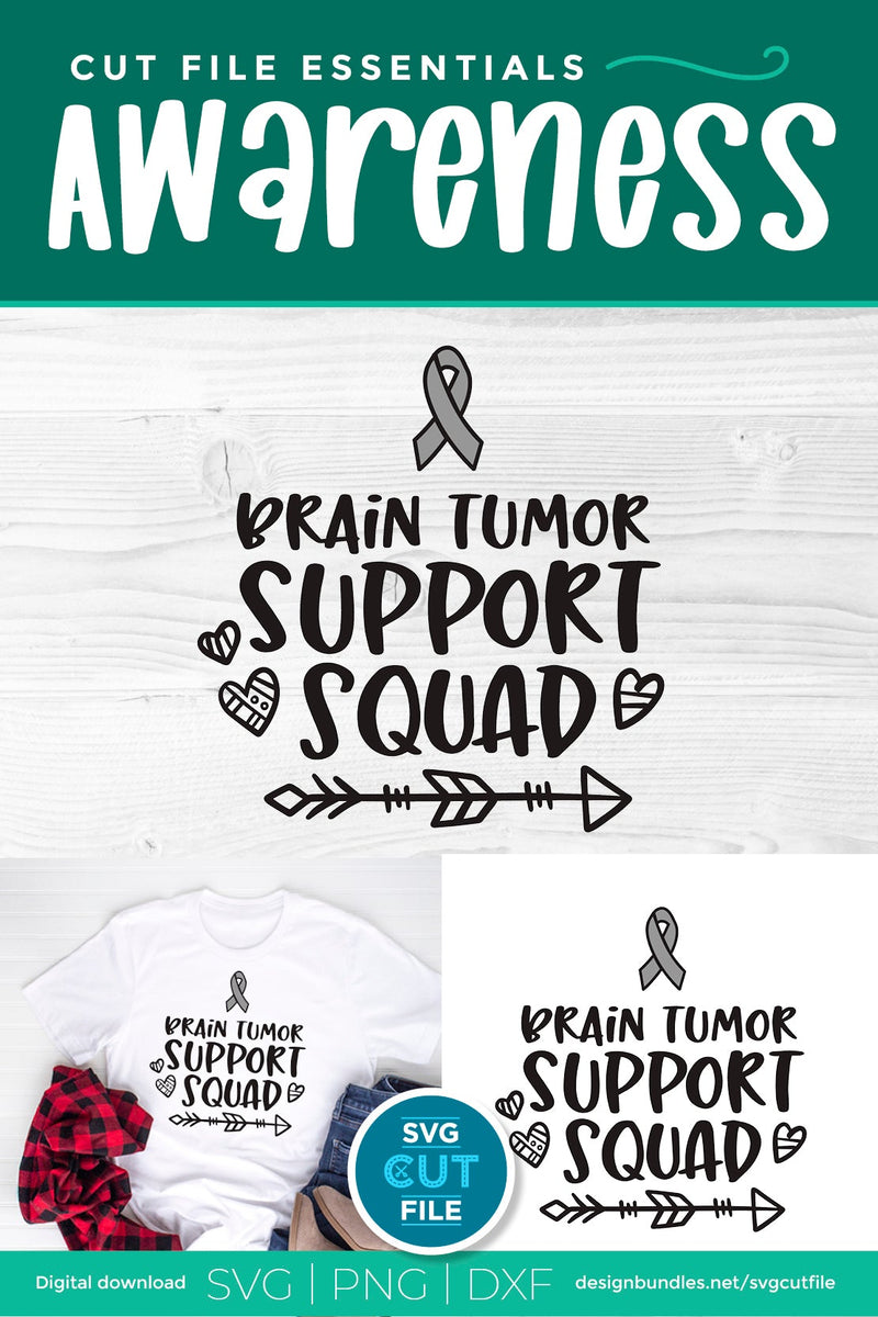 Brain Tumor svg, brain tumor awareness svg, support squad svg - So Fontsy