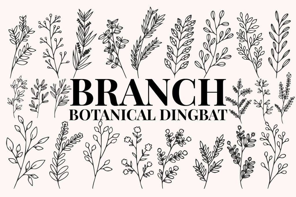 Branch - Botanical Dingbat Font - So Fontsy