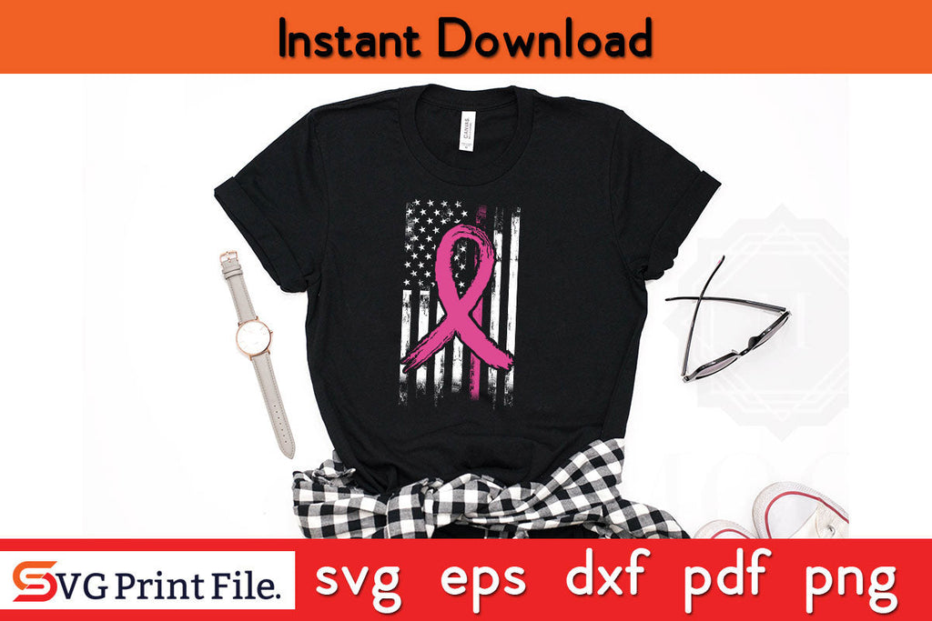 Breast Cancer Awareness Flag SVG PNG Cricut Silhouette Cut File - So Fontsy