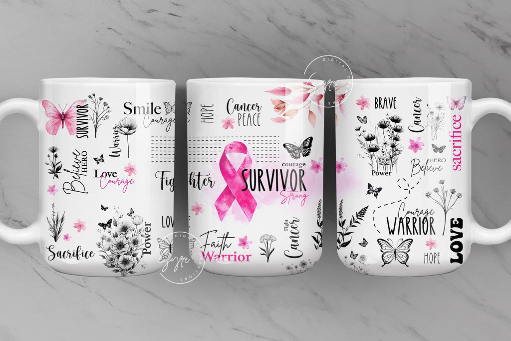 Breast Cancer Awareness, Pink Ribbon Mug, Motivational Mug, Positive ...