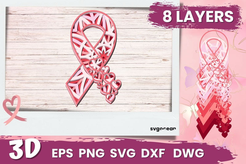 Breast Cancer Awareness SVG | Layered Cut Files | Mandala - So Fontsy