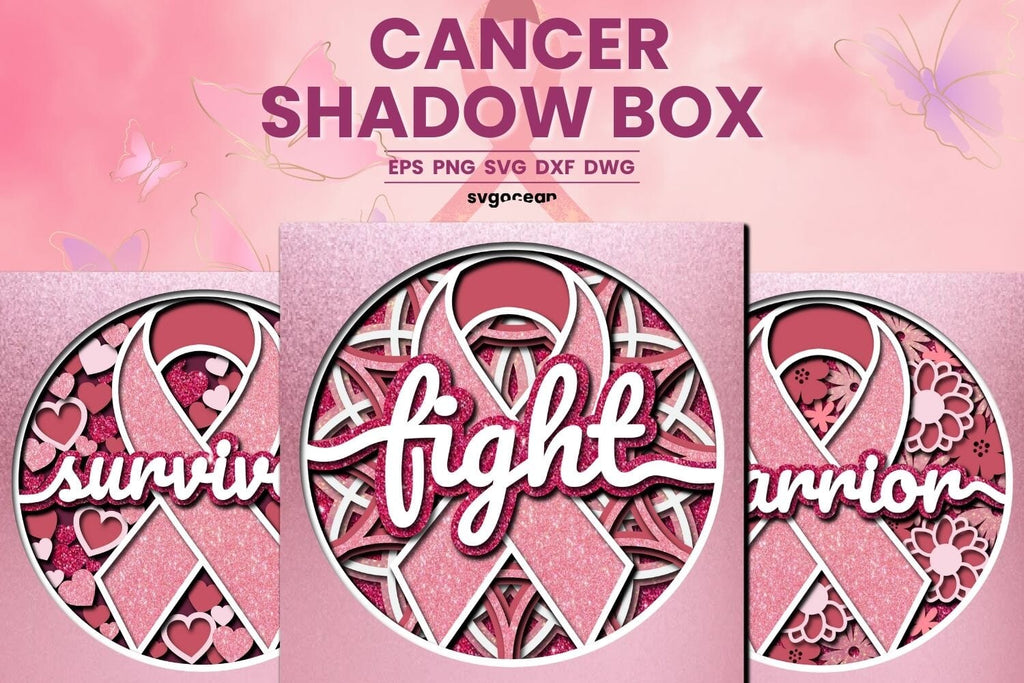 Breast Cancer Layered SVG | Shadowbox | Lightbox - So Fontsy
