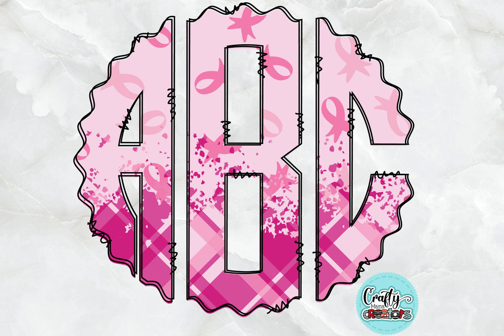 Breast Cancer Monogram PNG, Cancer Survivor Alphabet Doodle Set - So Fontsy