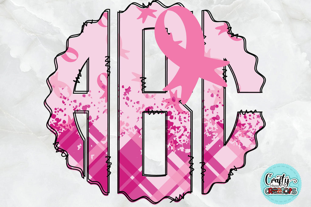 Breast Cancer Monogram PNG, Cancer Survivor Alphabet Doodle Set - So Fontsy