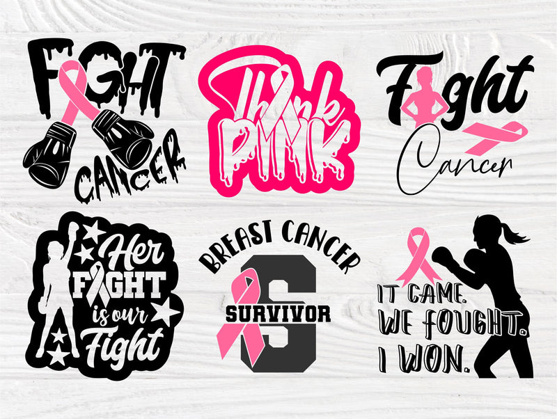 Breast Cancer Quotes, SVG Bundle, Fight Cancer, Survivor Svg - So Fontsy