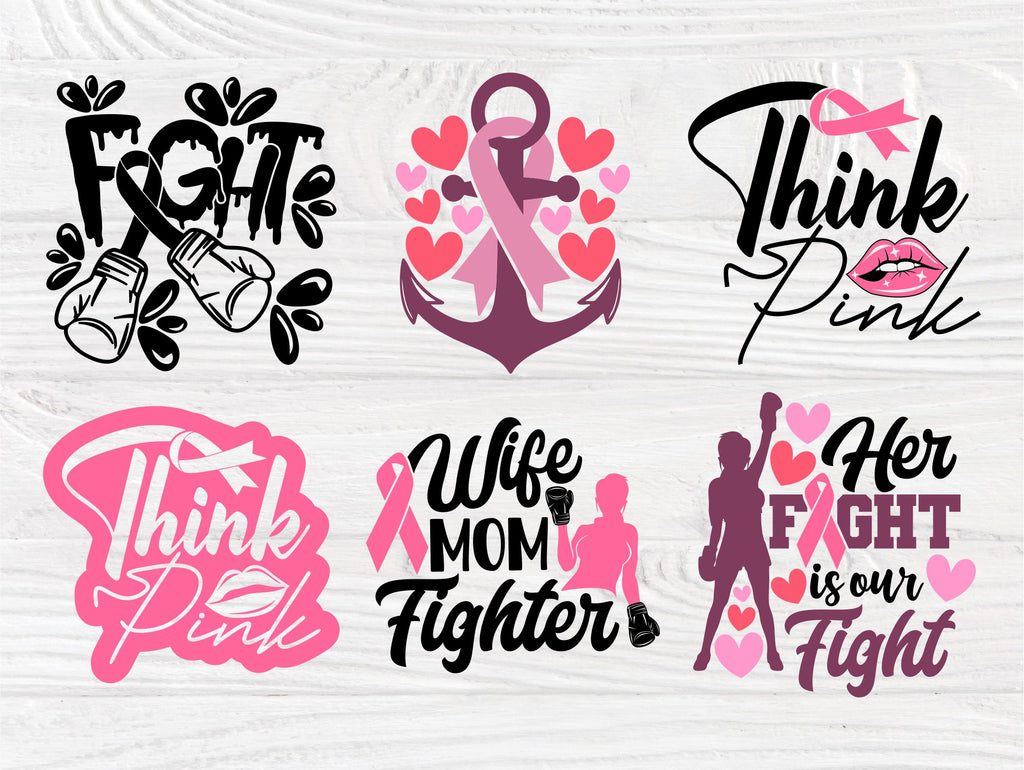 Breast Cancer Quotes, SVG Bundle, Fight Cancer, Survivor Svg - So Fontsy