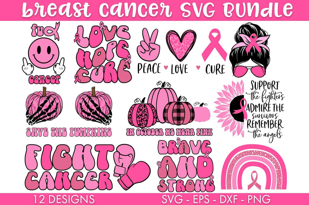 Breast Cancer SVG Bundle Cut file - So Fontsy