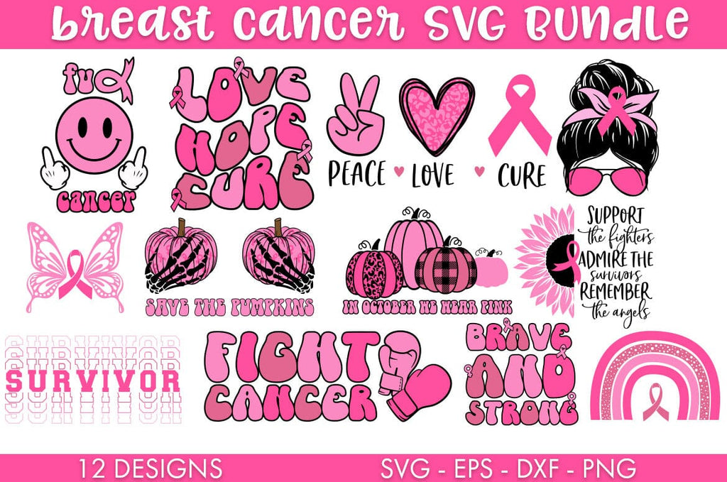 Breast Cancer SVG Bundle Cut file - So Fontsy
