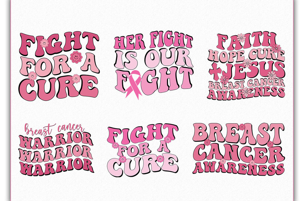 Breast Cancer SVG Bundle, Retro Breast Cancer - So Fontsy