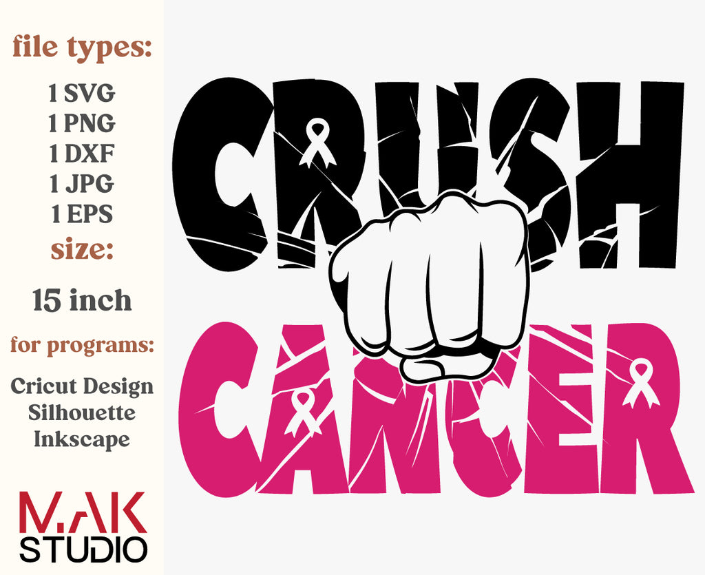 Breast cancer svg, Crush cancer svg, Survivor cancer svg, Pink pibbon ...