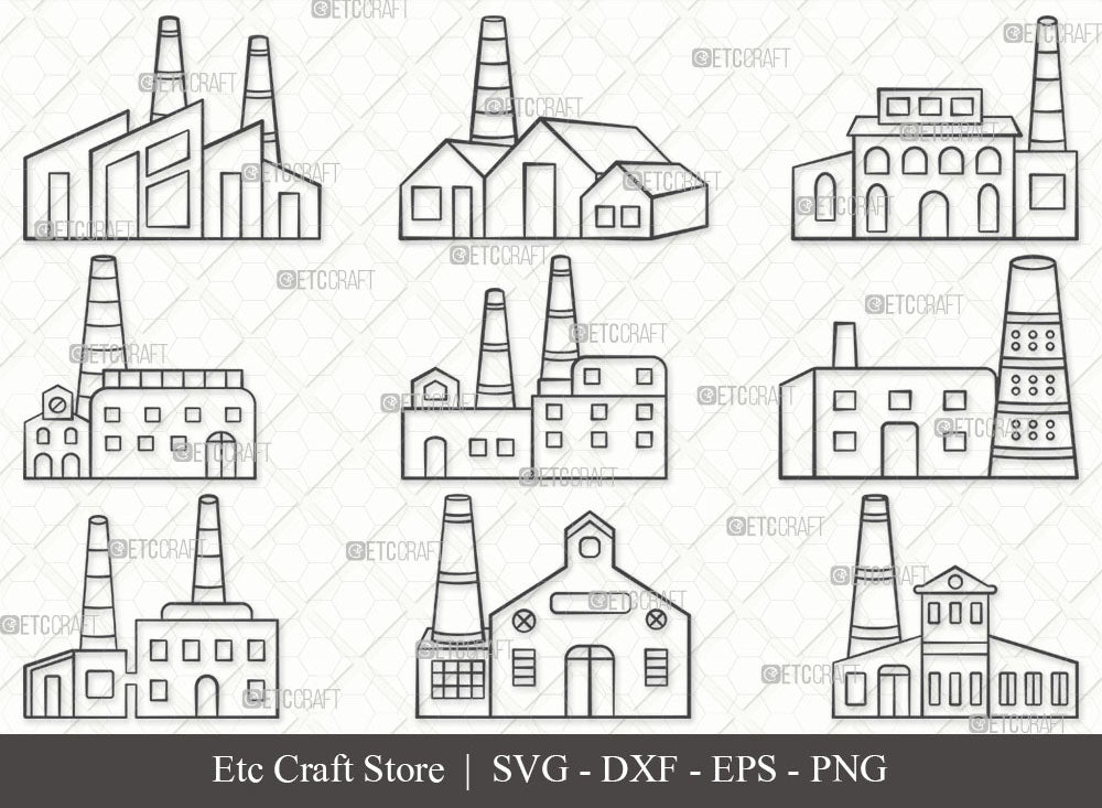 Brick Factory SVG, Factory Outline, Factory Svg, Industry Svg ...