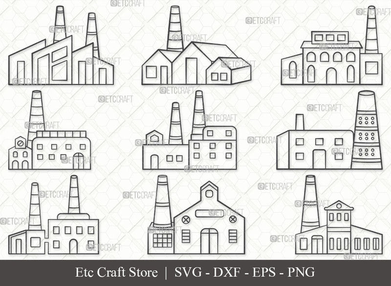 Brick Factory SVG, Factory Outline, Factory Svg, Industry Svg ...