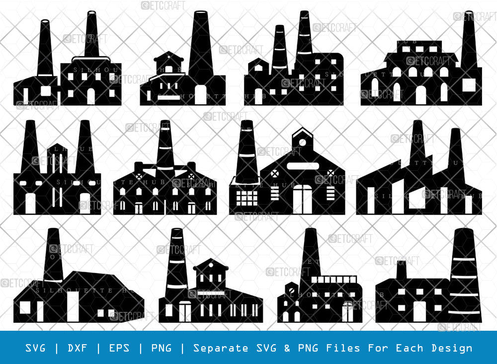 Brick Factory SVG, Factory Silhouette, Factory Svg, Industry Svg ...