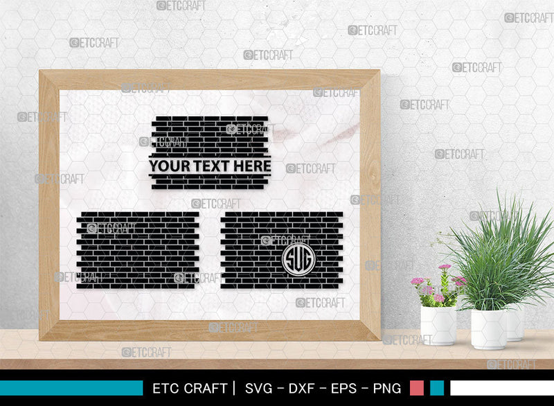 Brick Wall Monogram, Brick Wall Silhouette, Brick Wall SVG, Bricks Svg ...