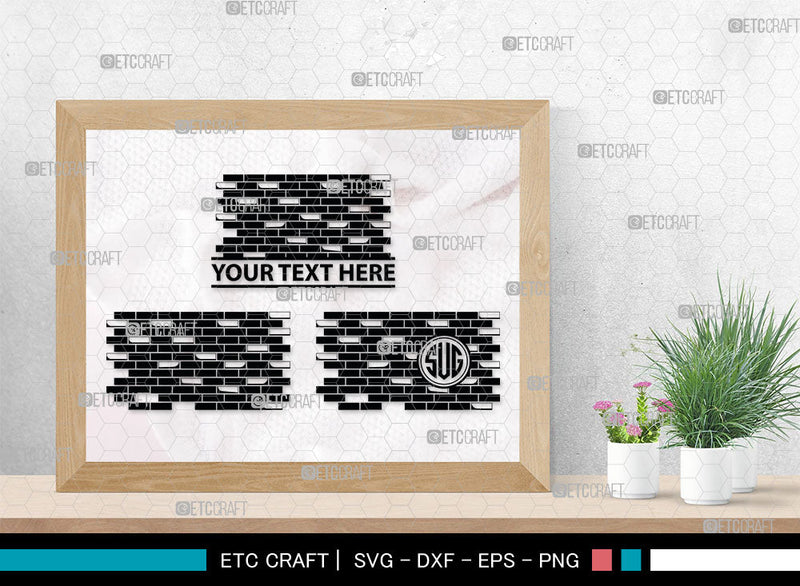 Brick Wall Monogram, Brick Wall Silhouette, Brick Wall SVG, Bricks Svg ...