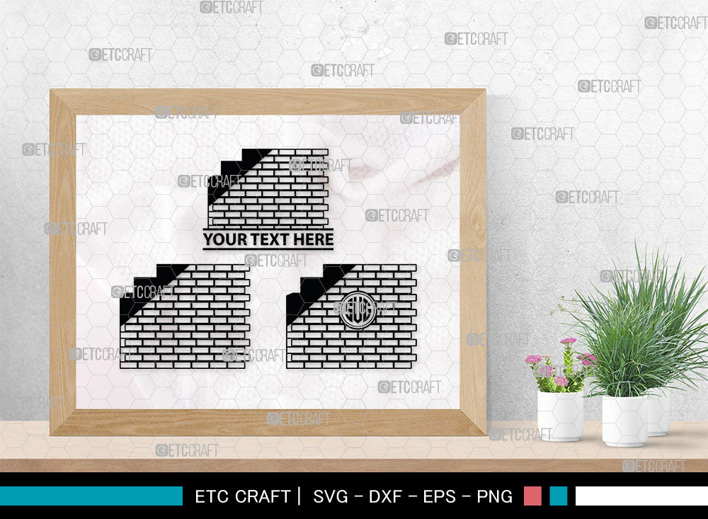 Brick Wall Monogram, Brick Wall Silhouette, Brick Wall SVG, Bricks Svg ...