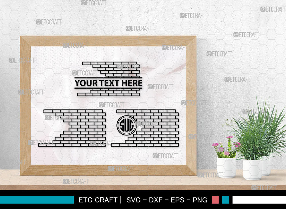 Brick Wall Monogram, Brick Wall Silhouette, Brick Wall SVG, Bricks Svg ...