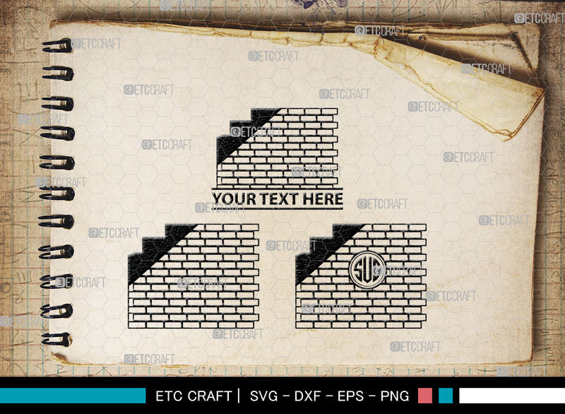 Brick Wall Monogram, Brick Wall Silhouette, Brick Wall SVG, Bricks Svg ...