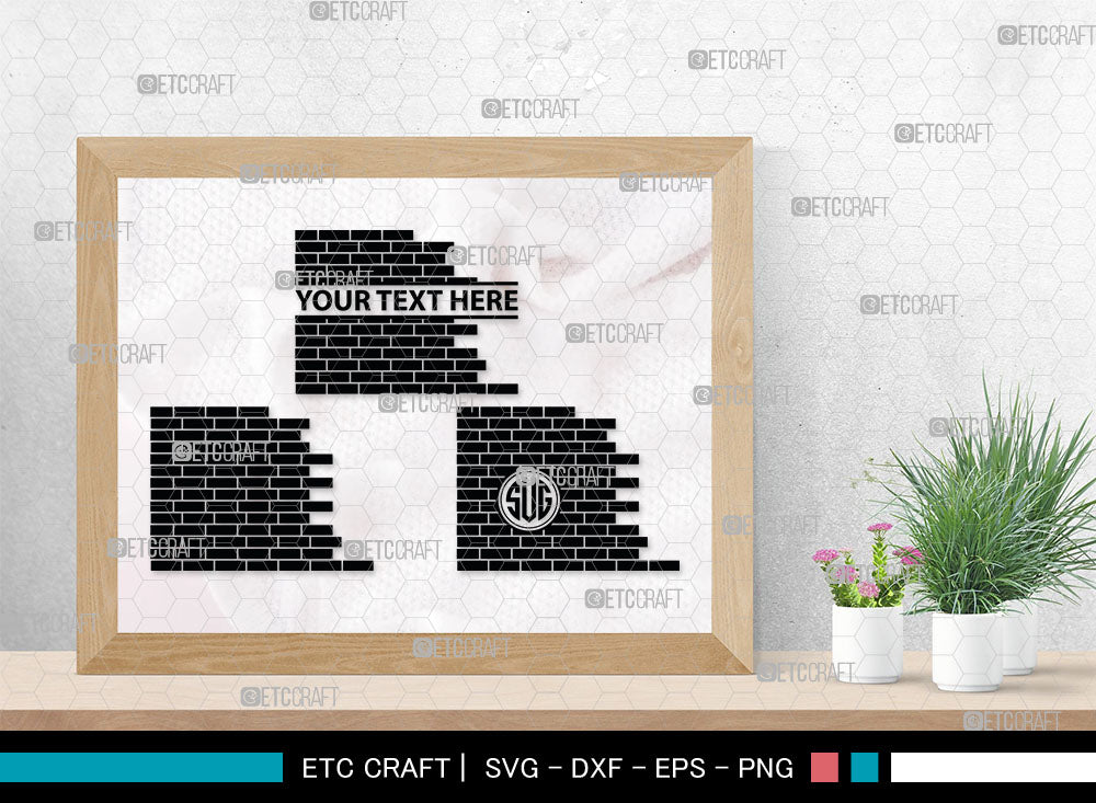 Brick Wall Monogram, Brick Wall Silhouette, Brick Wall SVG, Bricks Svg ...