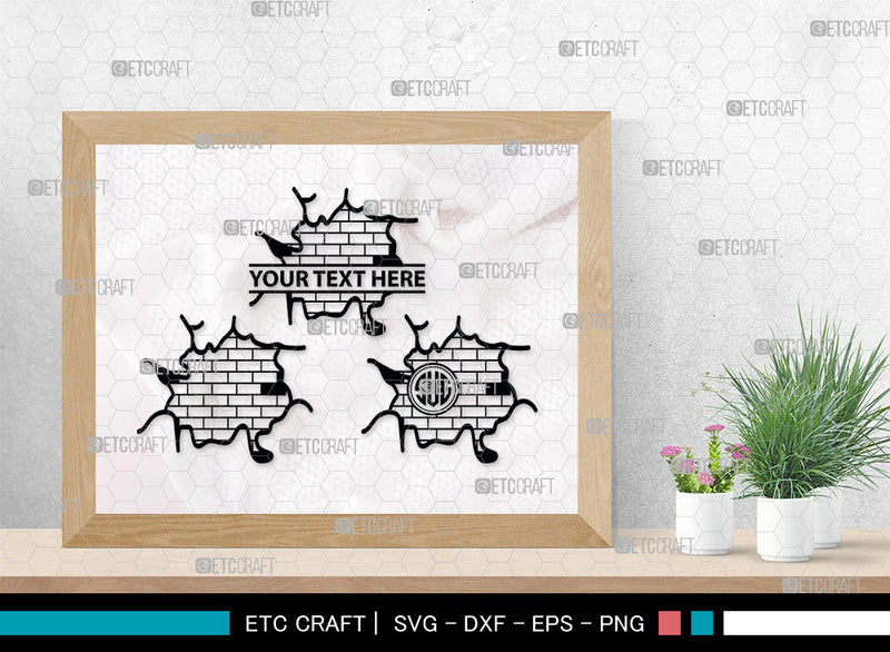 Brick Wall Monogram, Brick Wall Silhouette, Brick Wall SVG, Bricks Svg ...