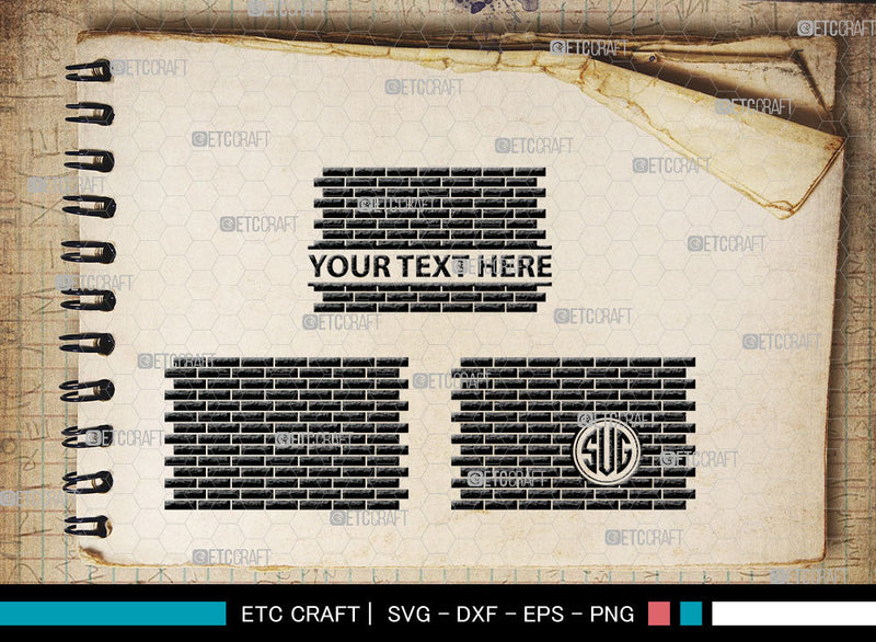Brick Wall Monogram, Brick Wall Silhouette, Brick Wall SVG, Bricks Svg ...