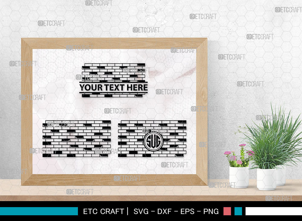 Brick Wall Monogram, Brick Wall Silhouette, Brick Wall SVG, Bricks Svg ...