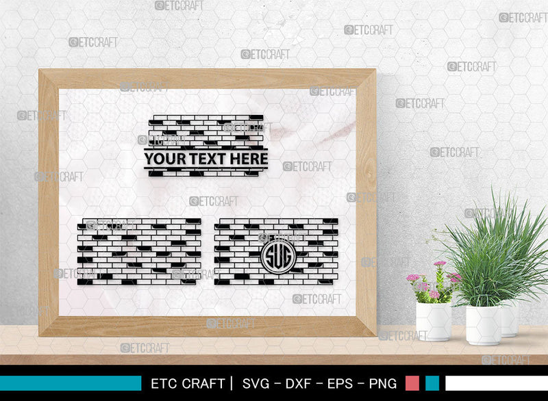 Brick Wall Monogram, Brick Wall Silhouette, Brick Wall SVG, Bricks Svg ...