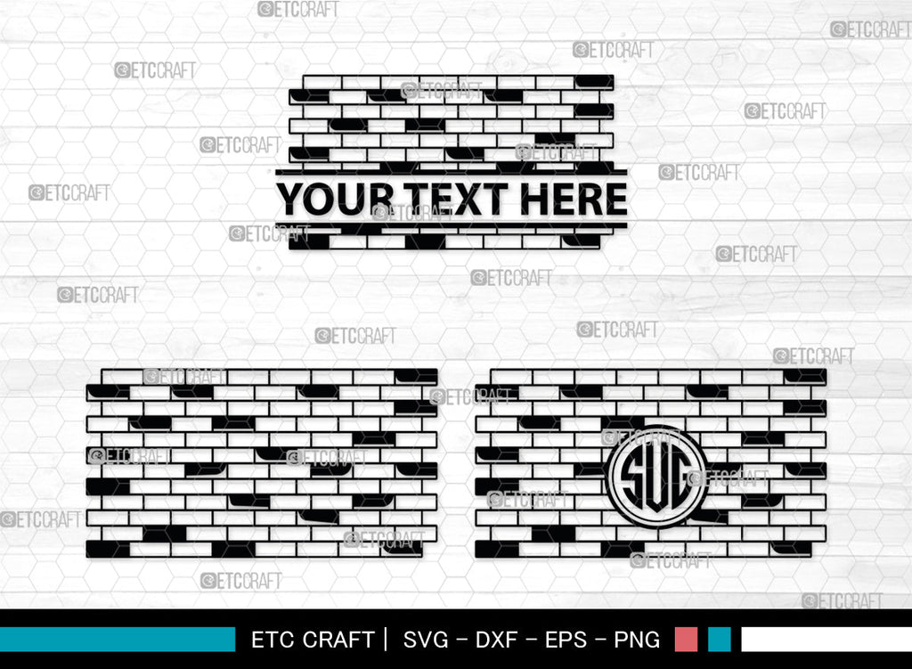 Brick Wall Monogram, Brick Wall Silhouette, Brick Wall SVG, Bricks Svg ...