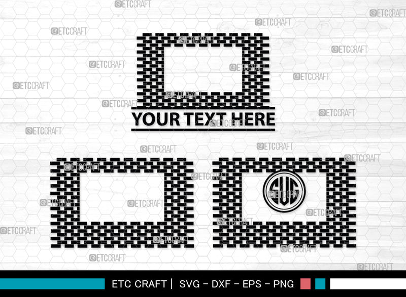 Brick Wall Monogram, Brick Wall Silhouette, Brick Wall SVG, Bricks Svg ...