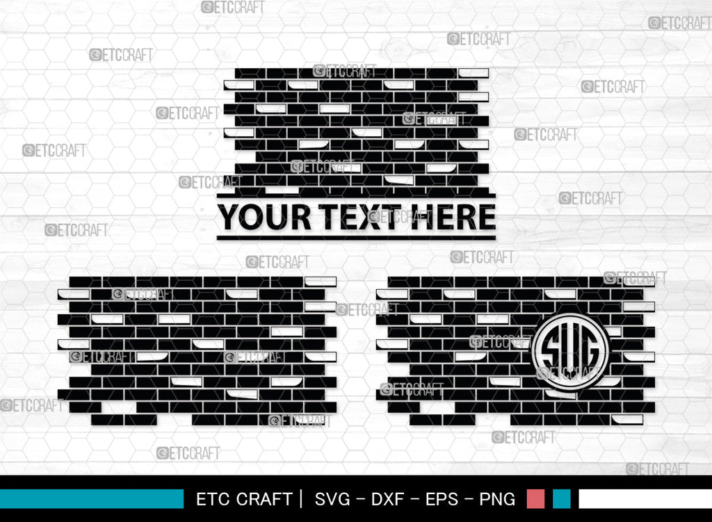 Brick Wall Monogram, Brick Wall Silhouette, Brick Wall SVG, Bricks Svg ...