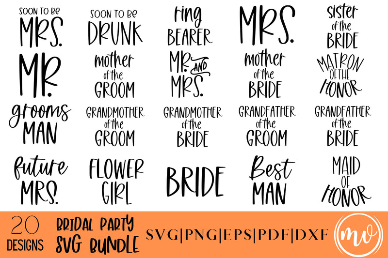 Bridal Party SVG Bundle - 20 - So Fontsy