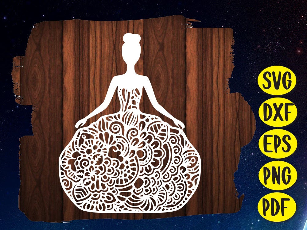 Bride Wedding Dress Paper cut - So Fontsy