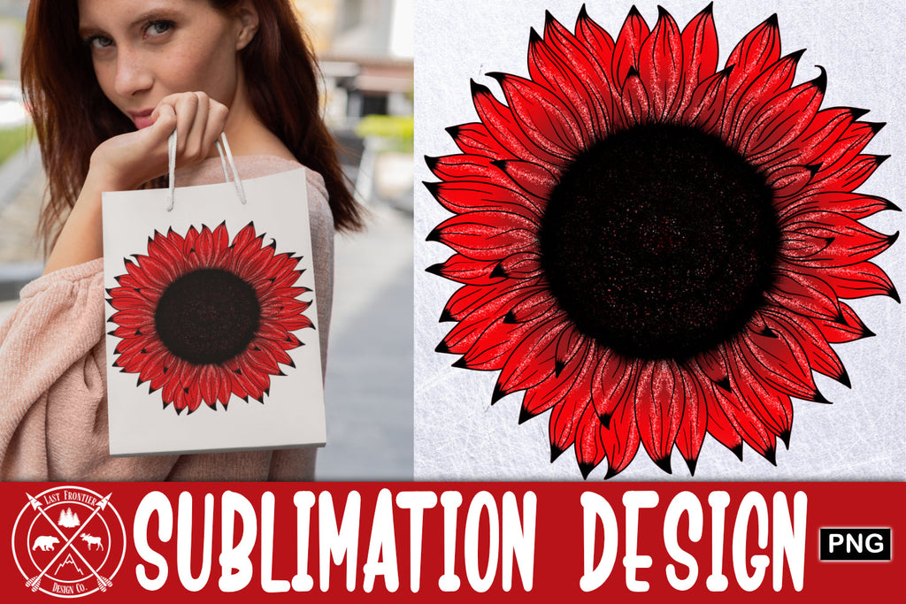 Bright Red Sunflower Sublimation|Sublimation PNG - So Fontsy