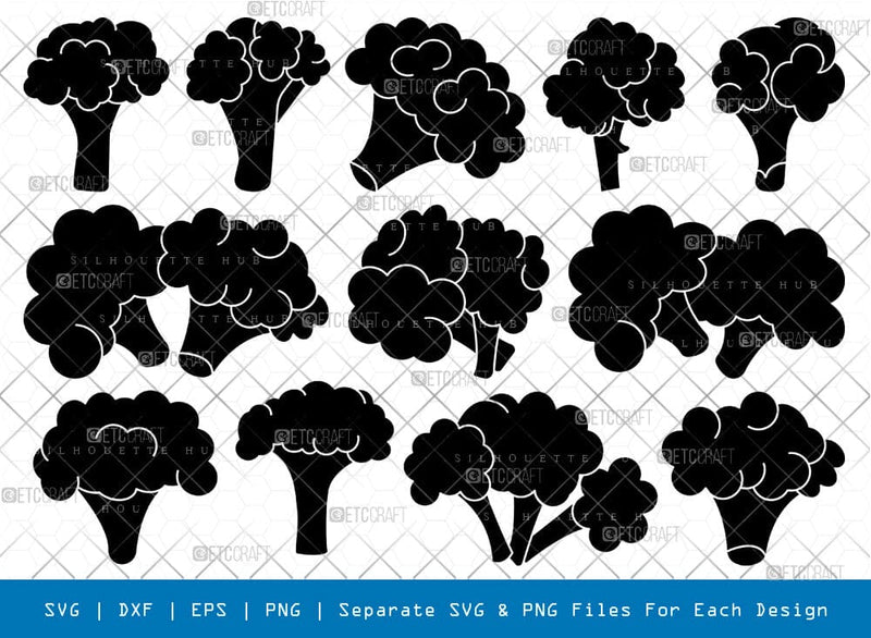 Broccoli Silhouette, Broccoli SVG, Food Items Svg, Vegetable Svg ...