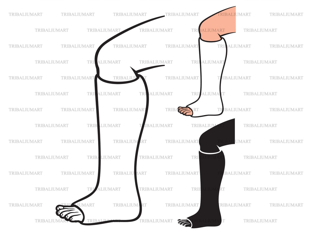 Broken leg. Cut files for Cricut. Clip Art silhouettes (eps, svg, pdf ...