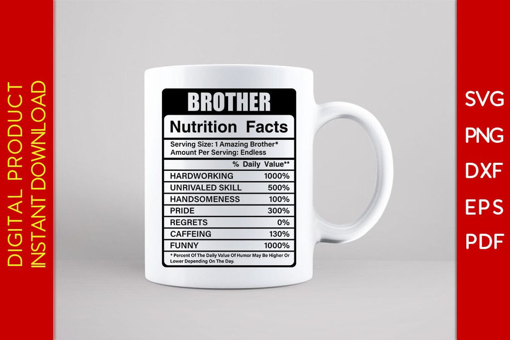 Brother Nutrition Facts SVG PNG PDF Cut File - So Fontsy