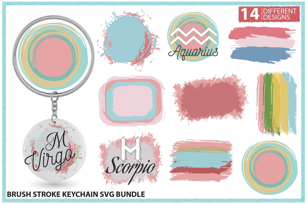 Brush Stroke Keychain SVG Bundle - So Fontsy
